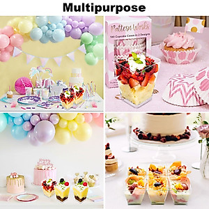 WOPPLXY 100 Pack 5 oz Plastic Dessert Cups with Lids and Spoons, Square Clear Plastic Appetizer Cups for Party, Parfait Cups, Mini Dessert Cups for Pudding Fruit and Ice Cream