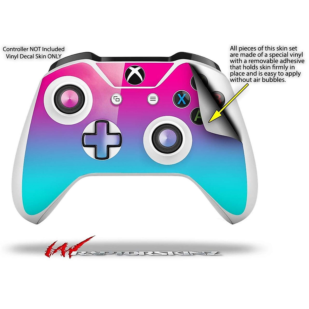 WraptorSkinz Decal Vinyl Skin Wrap compatible with XBOX One S/X Controller - Smooth Fades Neon Teal Hot Pink (CONTROLLER NOT INCLUDED)