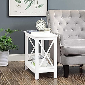 Convenience Concepts Oxford Chairside End Table with Shelf, White