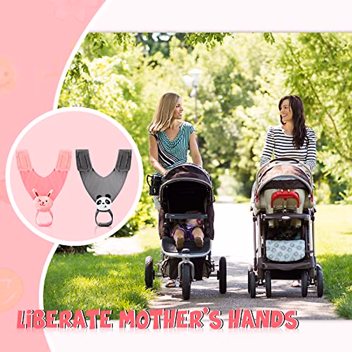 2 Pcs Adjustable Baby Bottle Holder Car Seat Bottle Spare Baby Bottle Feeding Sling Bottle Drink Holder Bracket Strap Tight Loop and Hook Tape for Hanging (Grey, Pink, Lovely Style)