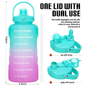 HydroPal Water Bottles with Straw, 128 oz Gallon Water Bottle Water Jug BPA Free Leak-proof Sports Bottle with Times to Drink Perfect for Fitness Gym Camping Outdoor (128OZ Fantasy Forest)