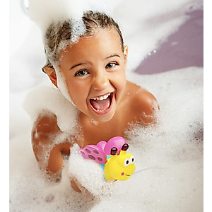 DolliBu Butterfly Bath Buddy Squirter – Floating Colorful Butterfly Rubber Bath Toy Fun Water Squirting Bathtime Play For Toddlers Cute & Soft Insect Toy For The Bathtub, Beach & Pool for Girls & Boys