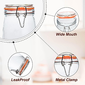 Galssmagic 32 oz Wide Mouth Mason Jars,4 Pack Glass Pickling Jars with Airtight Lids,Air Tight Glass Storage Container for Canning,Pickling,Fermenting