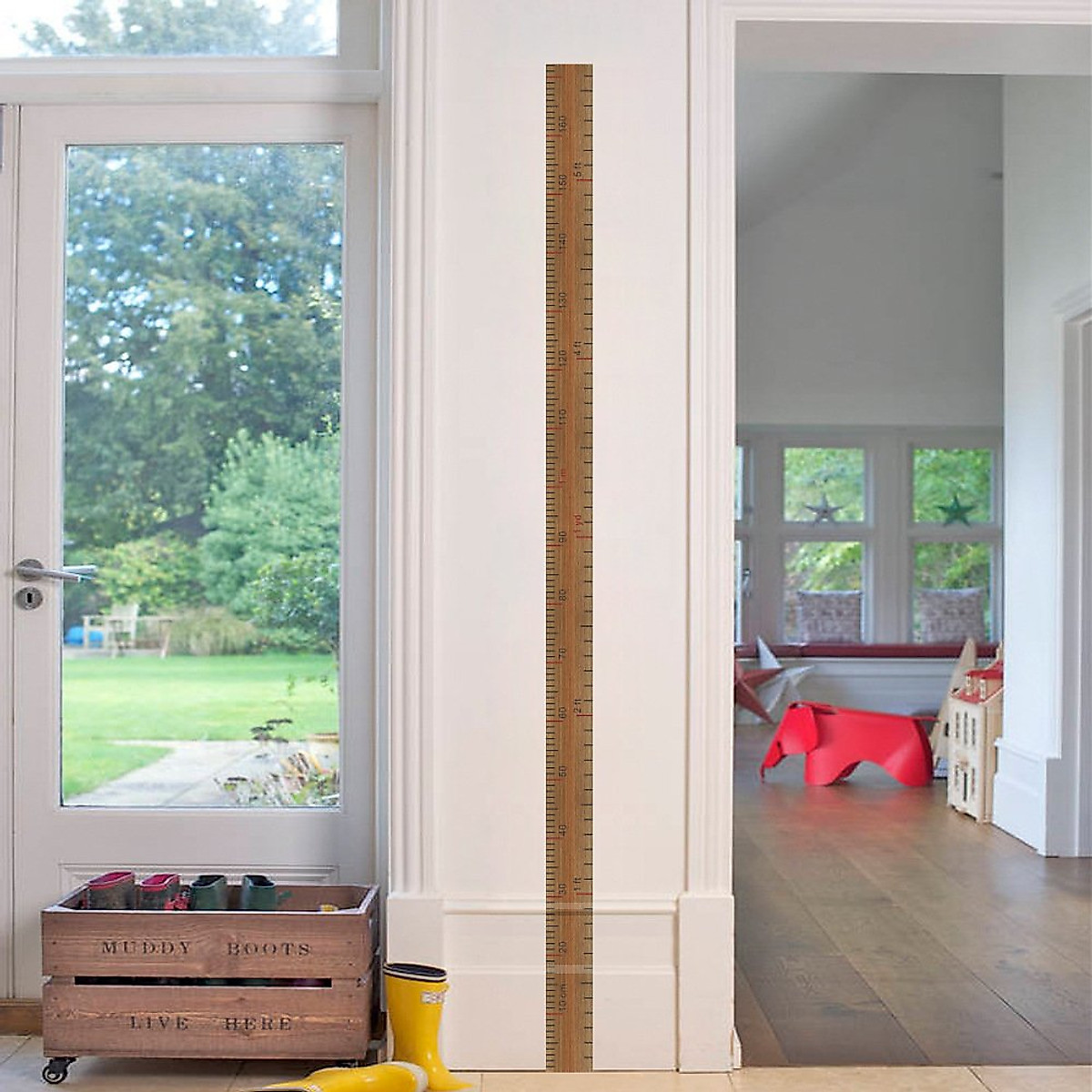 BIBITIME Nursery Growth Chart for Kids Room Decor Measuring Ruler ft Height Chart Wall Decal Classroom Bedroom Living Room Back Door Porch Vinyl Sticker