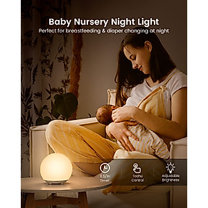 Morfone Night Light for Kids Baby Night Light with Soft Warm Light & Auto 8 Color Changing Dimmable Rechargeable Nursery Night Light with Touch Control & Timer Setting for Breastfeeding Up to 200H