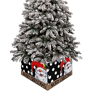 Christmas Boho Christmas Tree Collars for Artificial Trees, Christmas Tree Ring Xmas Tree Base Stand Cover Tree Skirts for Xmas Tree Decorations Holiday Party Red Gnomes Black White Dots 17'' x 10''