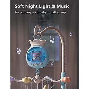 Musical Baby Crib Mobile, Nursery Baby Mobile for Crib with Music Motor Spinner, Cartoon Baby Crib Toys for Boys & Girls, Crib Mount Mobiles with 18 lullabies, Hanging Rotating Rattles (Cars)