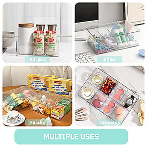 novelinks Clear Plastic Tea Bag Organizer Stackable Storage Organizer with Lid Divided Container Box with Lid for Kitchen Cabinet, Condiments,Countertop, Pantry, Hold Coffee Pods, 2 Pack