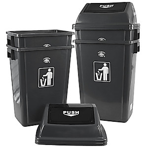 Gainhope Set of 4 Plastic 15 Gallon Large Swing Top Trash Can, Tall Kitchen Garbage Bin, Wastebasket with Lid