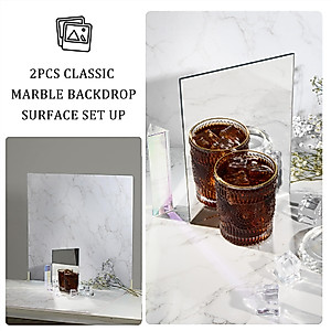 BEIYANG Food Photography Backdrops 24x24 inch Marble Photo Backdrop Boards 3PCS White Photography Backdrop Boards with 3 Bracket Kits Soild Board Waterproof Backdrop for Food Photography