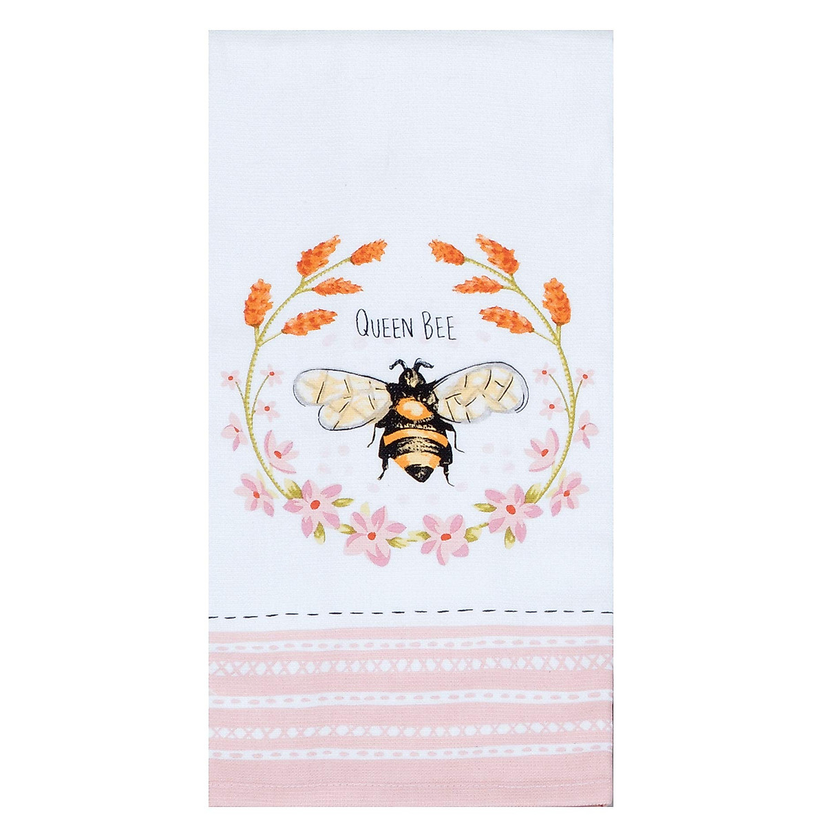 Kay Dee 4 Piece Honey Bee Pink and Gray Kitchen Towels Potholders Bundle