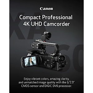 Canon XA60 Professional UHD 4K Camcorder with LCD Touchscreen and 20x Optical Zoom Lens (Black)