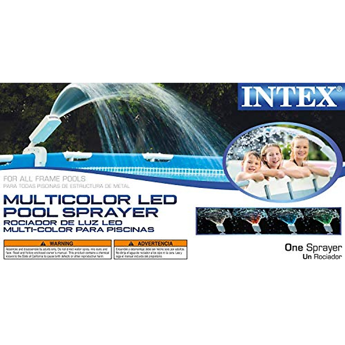 Intex Multi-Color LED Pool Fountain for Above Ground Pools, Fits Metal Frame and Ultra Frame Pools