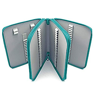 YOUSHARES 120 Slots Pencil Case - PU Leather Handy Large Multi-layer Zipper Pen Bag with Handle Strap for Prismacolor Watercolor Pencils, Crayola Colored Pencil, Marco Pens, Cosmetic Brush (Turquoise)