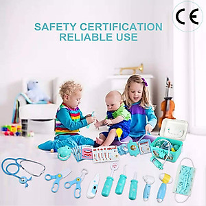 Anpro 46Pcs Medical Toy Kids Doctor Pretend Play Kit, Pretend Play Set with Stethoscope for Kids Doctor Role Play Costume Dress-Up, Birthday Gifts