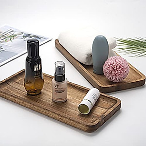 Bathroom Vanity Tray, Acacia Wood Counter Tray, Toilet Tank Tray, Appetizer Charcuterie Snack Serving Board, 11.8 x 5.5 x 0.8 inch
