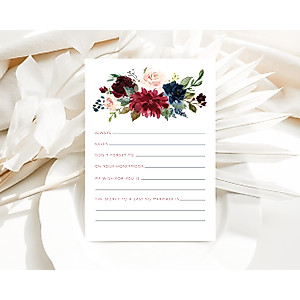 Your Main Event Prints Navy Burgundy Advice and Wishes Cards for Bridal Showers, Weddings, and the Bride and Groom - Pack of 50, 5"x7" Cards