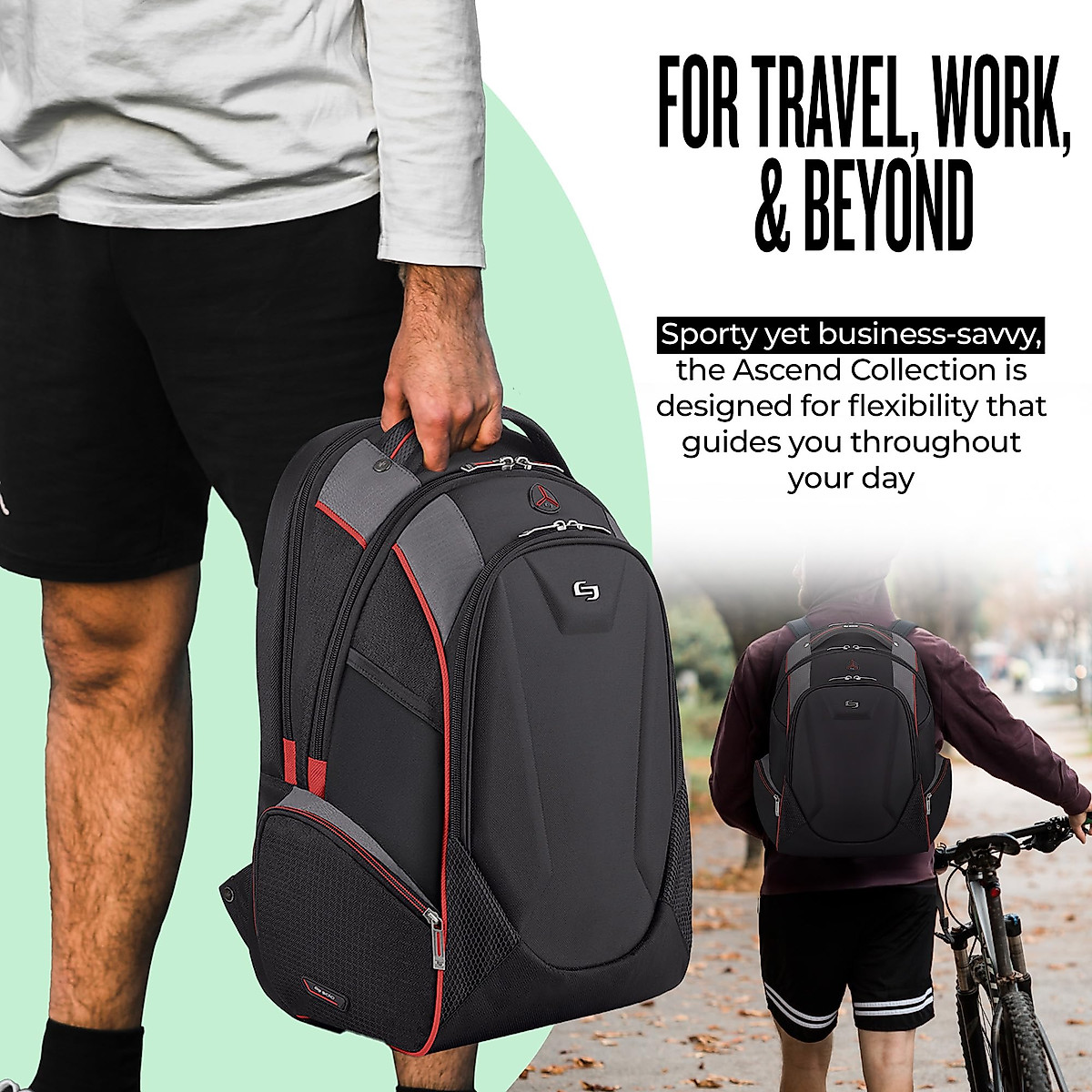 Solo New York Launch 17.3-Inch Laptop Backpack with Hardshell Front Pocket, Black