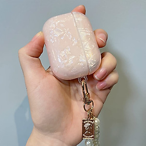 ZHIRUAN Compatible with Airpods 3rd Generation 2021 Case Cover with Pearl Keychain for Women Girl Airpods 3 Accessories for 3rd Generation AirPods Charging Case (Pink)