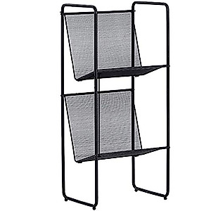 ZYCSKTL Brochure Stand Mesh Magazine Rack Holder,Living Room Wrought Iron Floor Magazine Rack, Simple Small Bookshelf, Company Simple Propaganda Rack (Color : Black, Size : 2938.589cm)