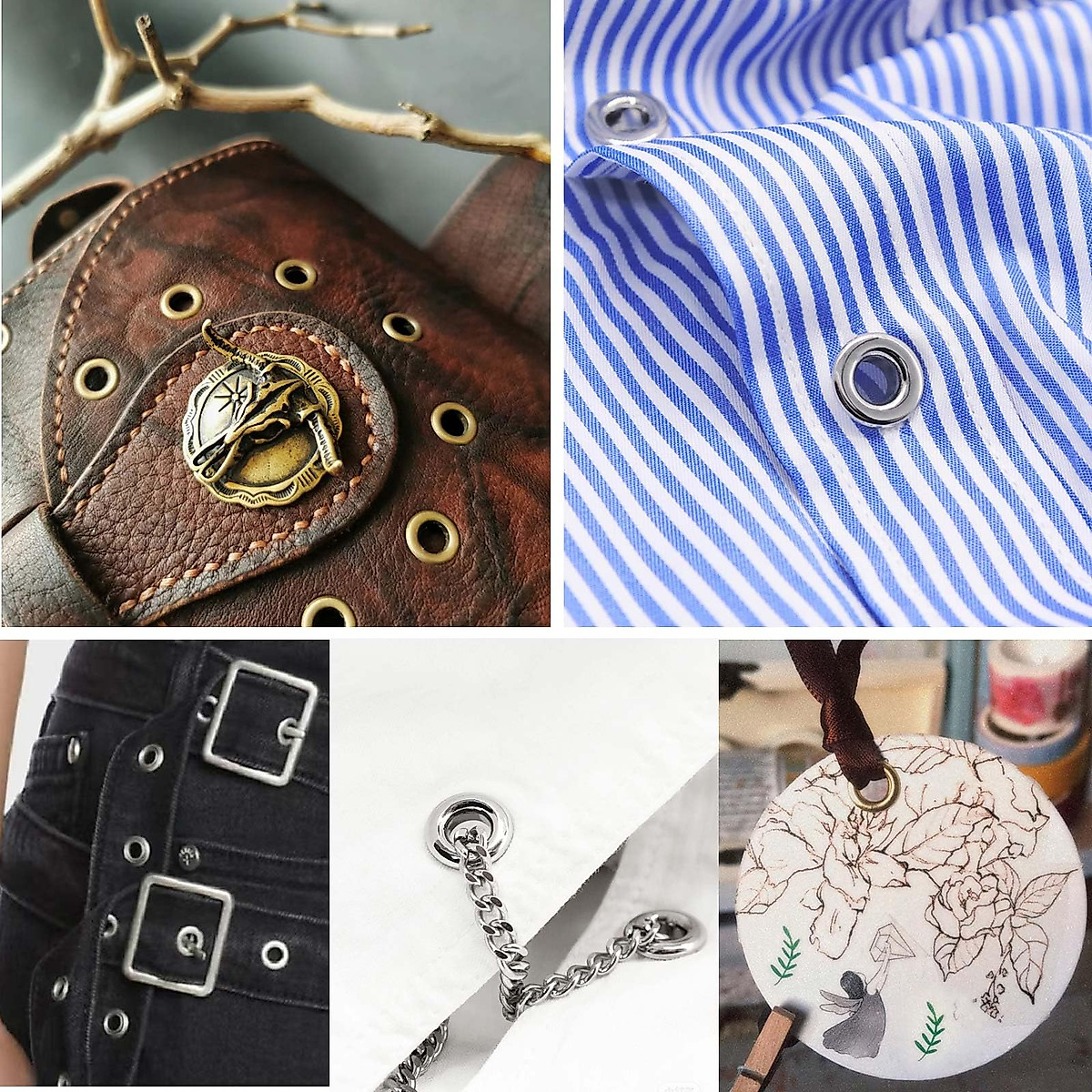 1203PCS Grommet Eyelet Pliers Tool Kit, 1/4 Inch Fabric Leather Hole Eyelets Grommets Punch Pliers, for Fabric, Leather, Belt, Shoes, Clothes