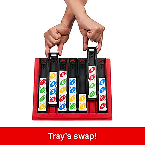 Mattel Games UNO Quatro Game with Colored Tiles & Plastic Grid for Adult, Family & Parties, 2 to 4 Players Ages 7 Years Old & Up