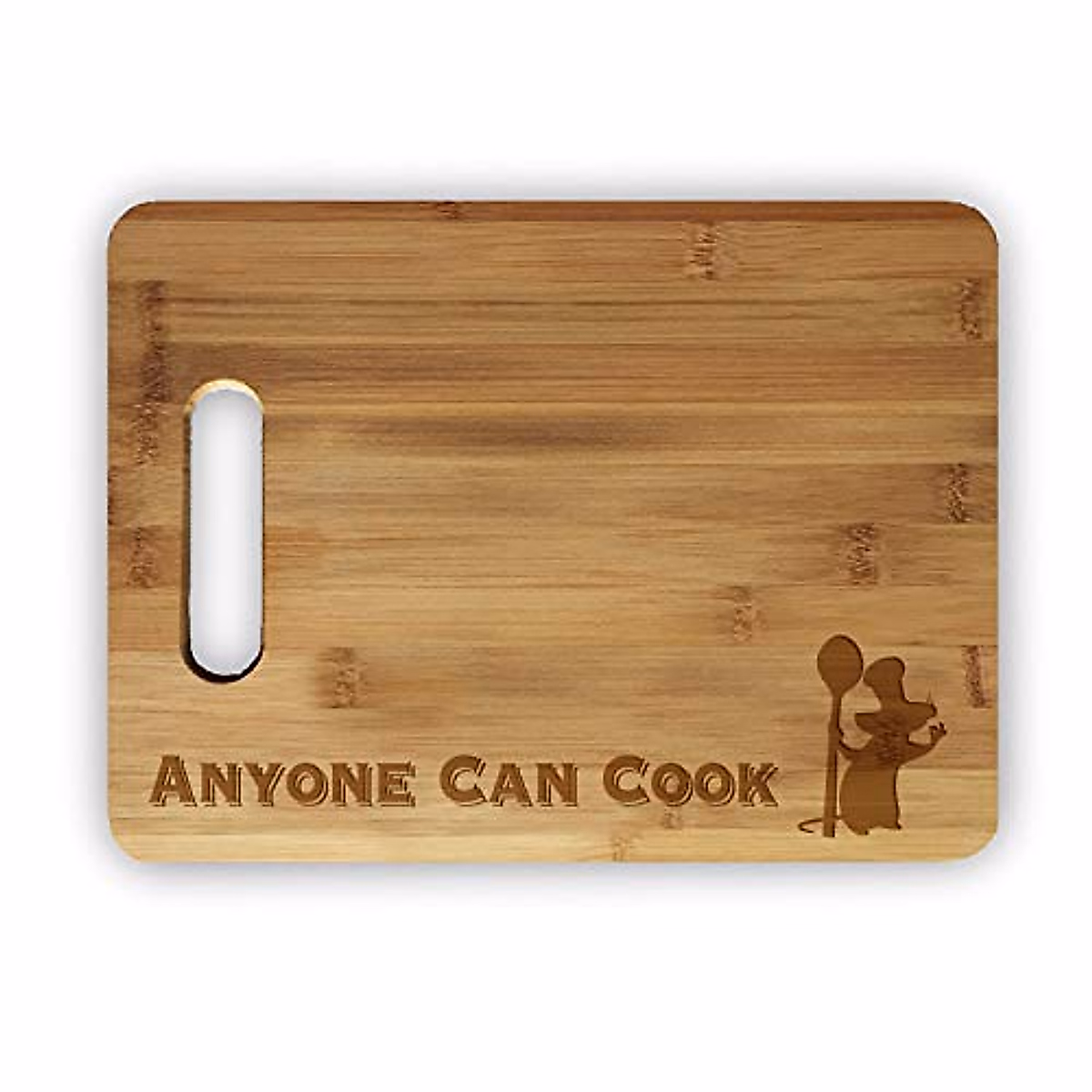 Hat Shark "Anyone Can Cook" Funny Laser Engraved Bamboo Cutting Board - Wedding, Housewarming, Anniversary, Birthday (12.75 x 9.25)