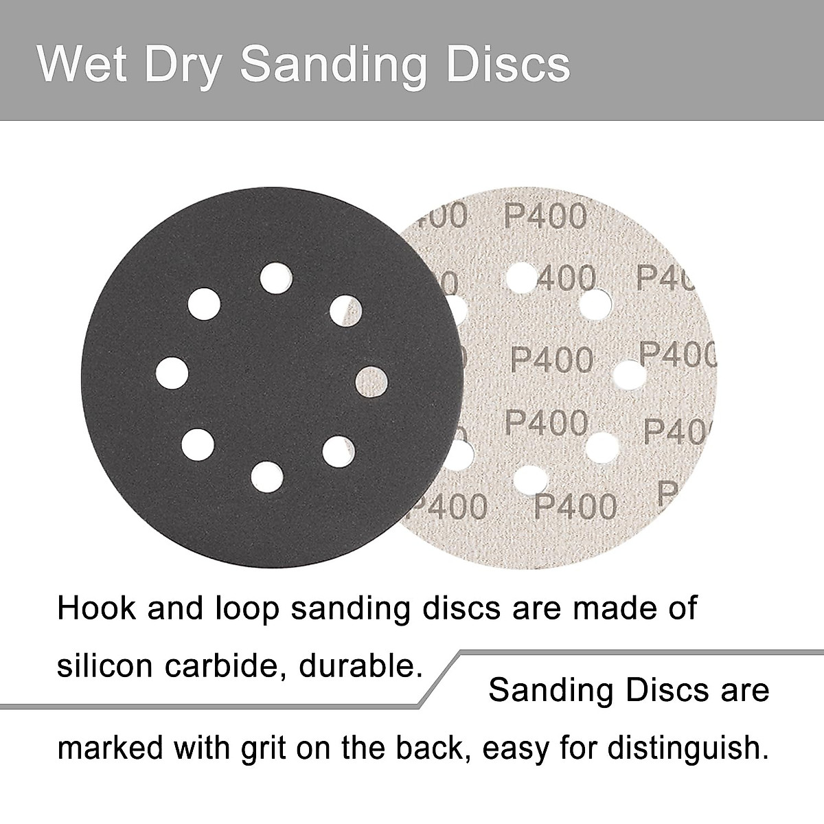 140 Pcs 5 Inch Wet Dry Sanding Discs Hook and Loop 8 Holes Sandpaper 400/600/800/1000/1500/2000/3000 Assortment Grits with Interface Pad for Orbital Sander Automotive Wood Plastic Metal Polishing
