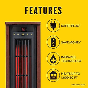 duraflame Electric Tower Heater, Oscillating Tower and Space Heater for Office or Large Room up to 1,000 Square Feet