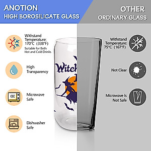 ANOITON Halloween Cups - Halloween Decorations Indoor Halloween Mug with Ghost Witch Decor Hocus Pocus Tumbler Halloween Party Supplies 18oz High Borosilicate Can Shaped Glass Cups Mug Tumbler