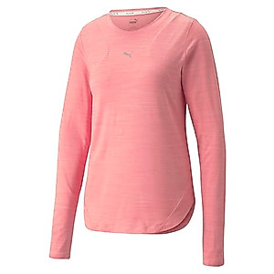 PUMA Women's Cloudspun Long Sleeve Tee, Carnation Pink Heather, Medium