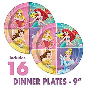 Disney Princess Party Supplies and Decorations for Princess Birthday Party Theme, Serves 16 Guests and Includes Tableware and Decor with Table Cover, Banner, Plates, Napkins & More