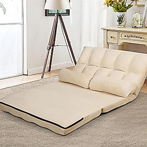 Walnut Foldable Floor Sofa Bed 6-Position Adjustable Lounge Couch with 2 Pillows Adjustable Floor Sofa (Color : B)