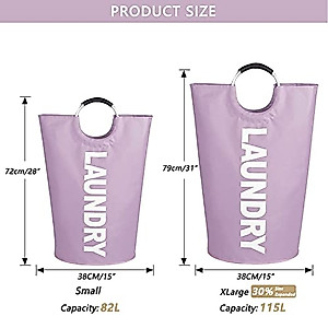Cutyoung Large Laundry Basket, Laundry Bin Dirty Clothes Tall Laundry Hamper Collapsible with Handles (Violet, 82L)