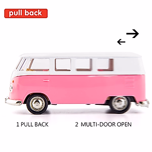 TGRCM-CZ 1/36 Scale Bus Casting Car Model, Zinc Alloy Toy Car for Kids, Pull Back Vehicles Toy Truck for Toddlers Kids Boys Girls Gift (Pink)