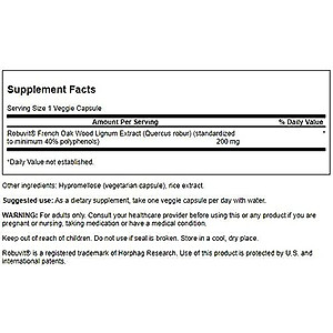 Swanson Robuvit French Oak Wood Extract 200 Milligrams 30 Veg Capsules (3 Pack)
