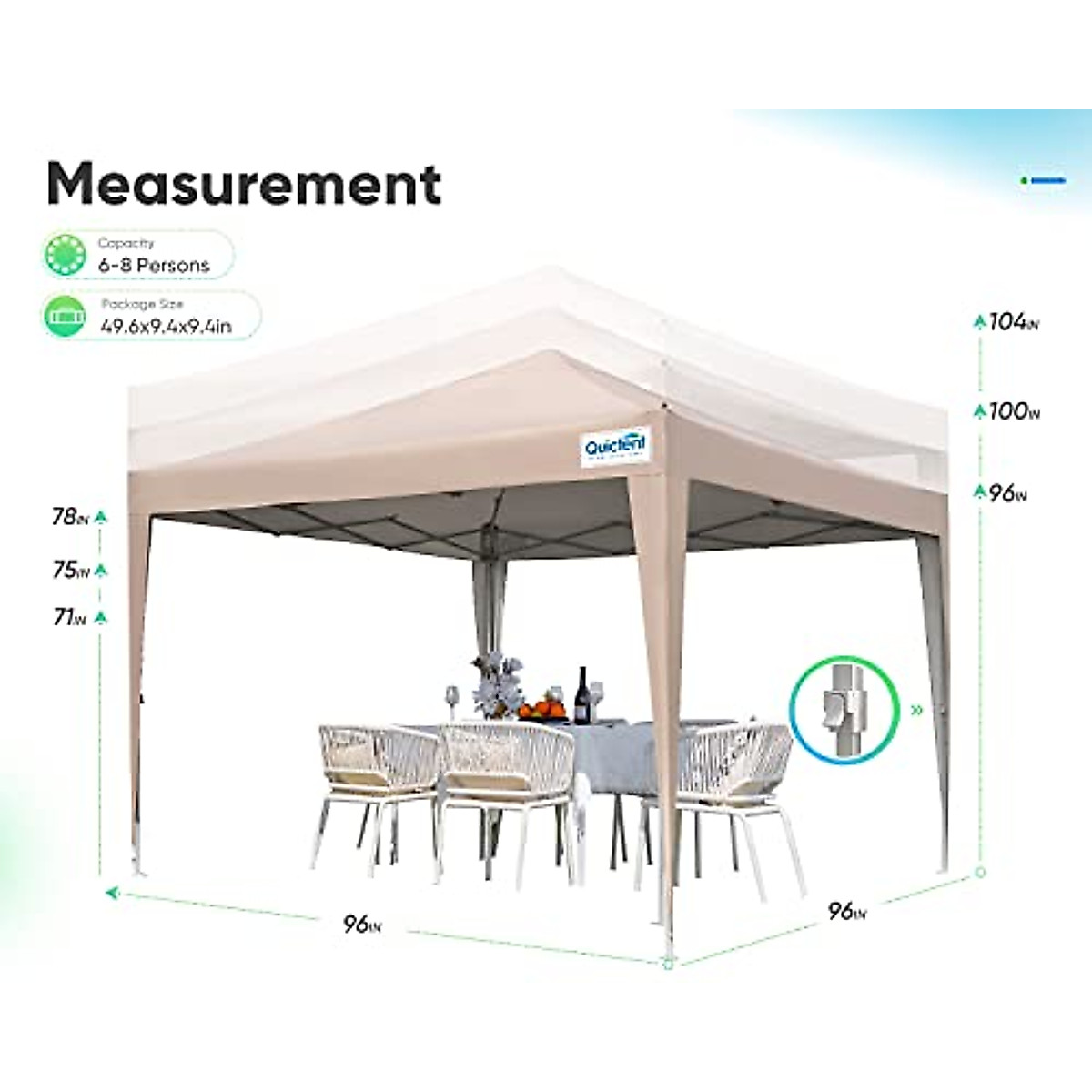 Quictent Privacy 8'x8' Pop up Canopy Tent Enclosed Instant Gazebo Shelter with Sidewalls and Mesh Windows Waterproof (Beige)