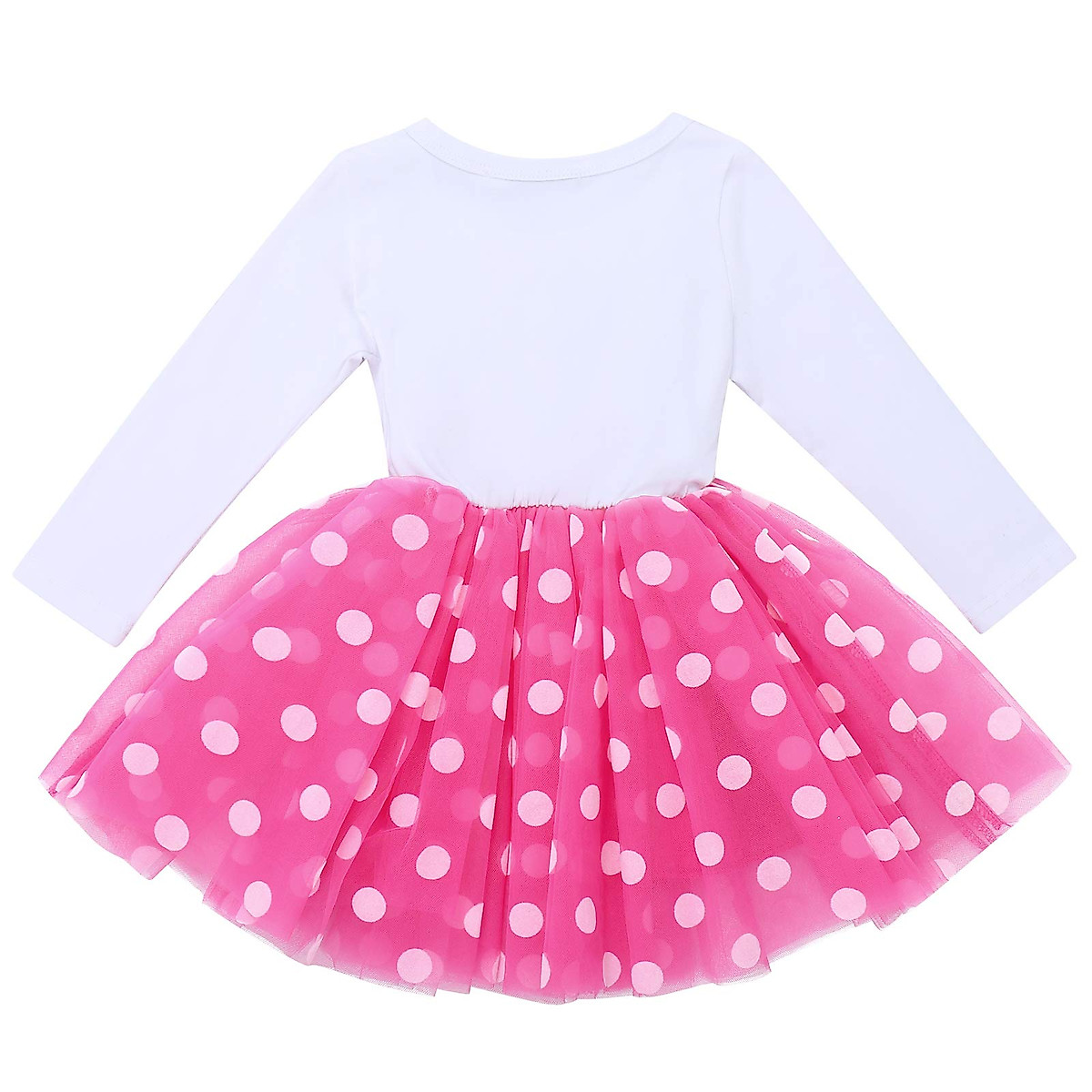 ODASDO Infant Baby Girl My 1st First Birthday Cake Smash Outfit Cotton Long Sleeve Princess Tutu Tulle Bowknot Polka Dots Dress One Year Old Party Clothes Photo Props Hot Pink 1 Year