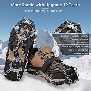Ice Cleats Walk Traction Cleats Crampons for Hiking Boots Snow Shoes, Non Slip Ice Cleats for Shoes and Boots Men Women