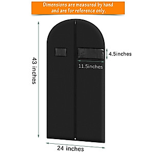 Garment Bags for Hanging Clothes (8 packs,43 inches) Black Suit Bags for Closet Storage and Travel with Clear Window for Sweater Coat Suits Shirt