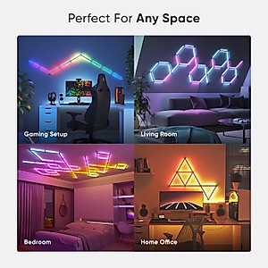 Nanoleaf Lines WiFi Smart RGBW 16M+ Color LED Dimmable Gaming and Home Decor Wall Lights Expansion Pack (3 LED Light Lines) (60 Degree Expansion (3 Pack))