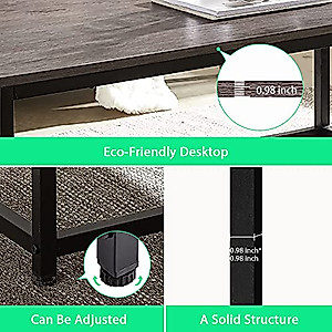 AZL1 Life Concept Coffee Table with Metal Frame,Clean, contemporary design meets rustic industrial style，for living room, office, Dark Brown/Black