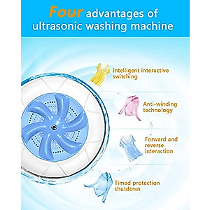Portable Washing Machine 5L Wash Bucket Foldable Small Portable Laundry Machine Mini Washing Machine Ultrasonic Turbine Washer for Underwear, Sock, Baby Clothes, Travel, Camping, Dorm, RV, Home