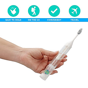 Quick Brush Travel Toothbrush with Toothpaste stored in Handle- On The Go Oral Care Kit Convenient for Home Office School Purse Backpacking, Portable and Foldable Brush