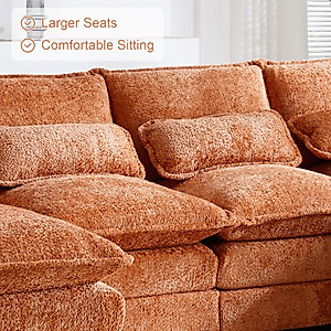 GNIXUU 110" Sectional Sofa Cloud Couch for Living Room, Modern Chenille U Shaped Couch, Comfy Modular Sofa Sleeper with Double Chaise & Memory Foam(Orange)