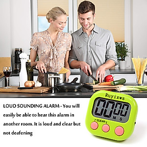 Ruyixws 6 Pack Digital Timer with Large LCD Display, Loud Alarm, Magnetic Back , Timer for Teachers Students Kids Cooking , On/Off Switch, Battery Included (6 Colors)