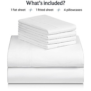 LuxClub 6 PC Queen Sheet Set, Breathable Luxury Bed Sheets, Deep Pockets 18" Eco Friendly Wrinkle Free Cooling Sheets Machine Washable Hotel Bedding Silky Soft - White Queen