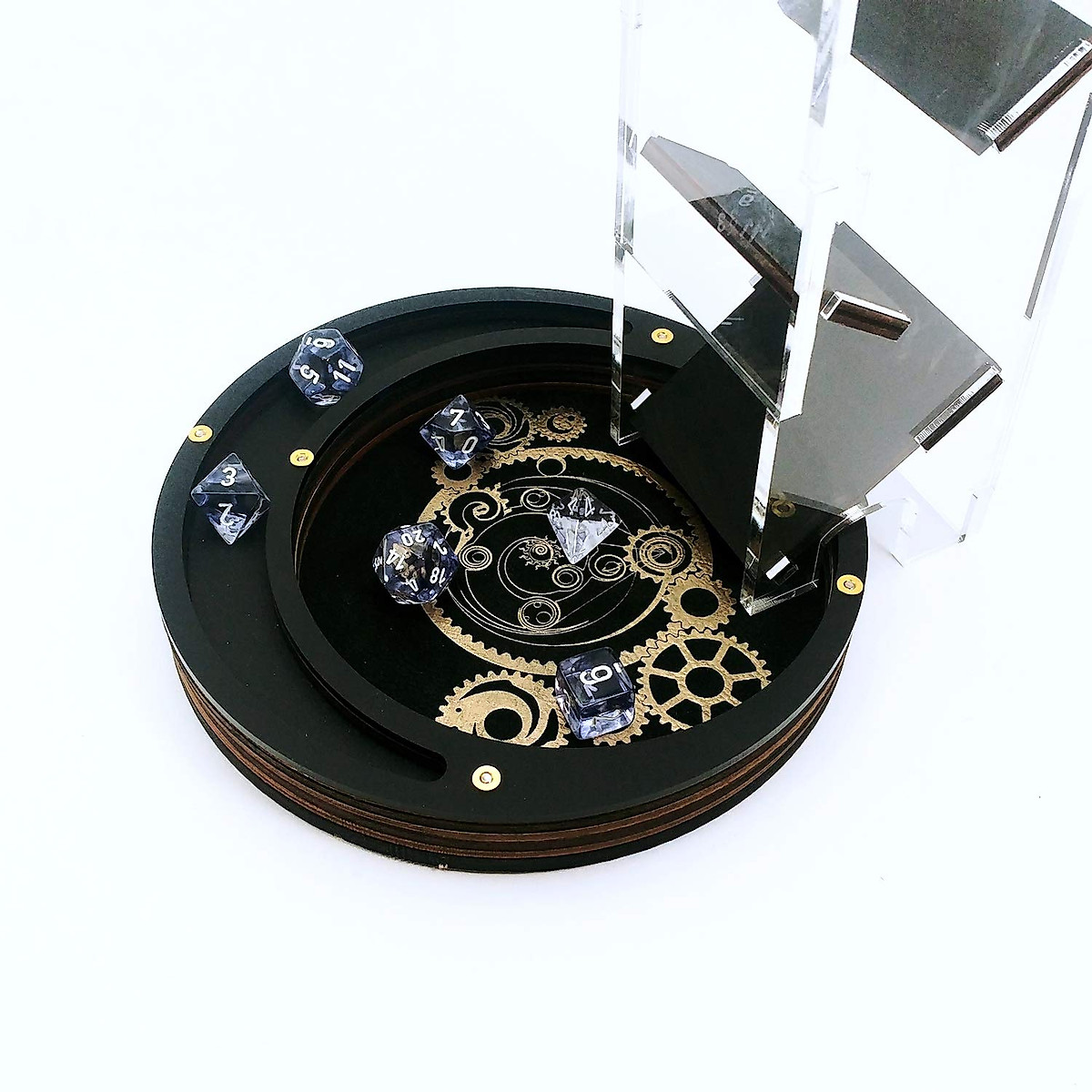 C4Labs 7.25" Padded Vegan Leather Eclipse Dice Tray - Celestial Clockwork