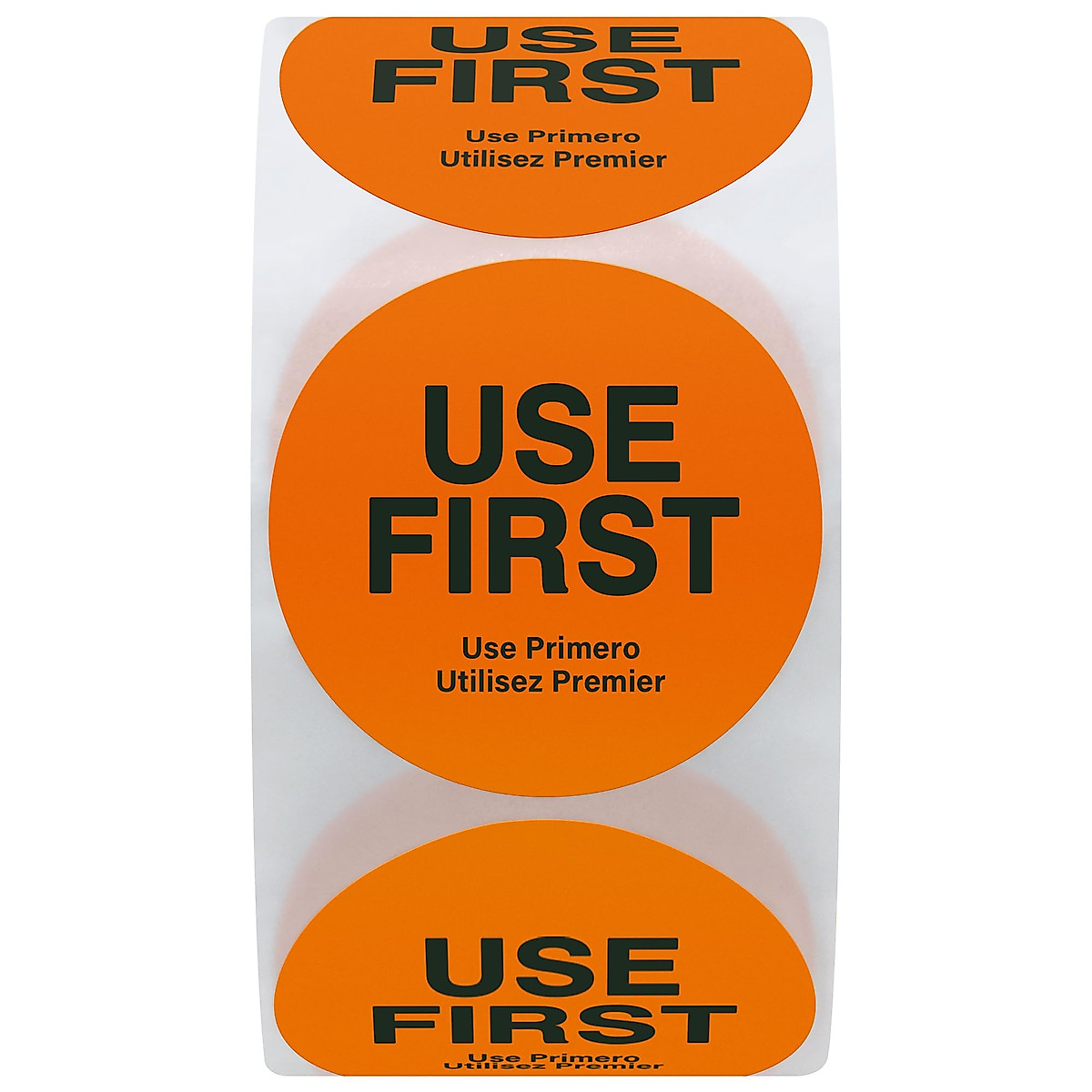 Hybsk USE First Stickers Restaurant Food Service FIFO Label 1.5 Inch Total 500 Labels Per Roll (Orange)