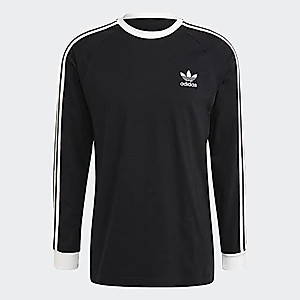 adidas Originals mens 3-stripes Long Sleeve Tee Shirt, Black, Large US